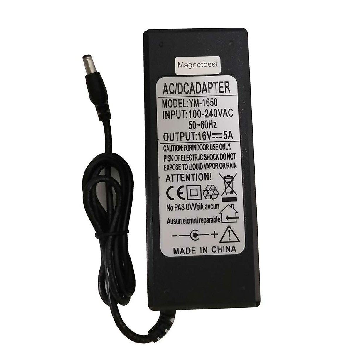 16V5A Switching Power Supply Charger 16V 5A 80W AC DC Adaptor for LED Light CCTV for Speaker Sound DC 5.52.5/5.52.1 mm with AC Cable