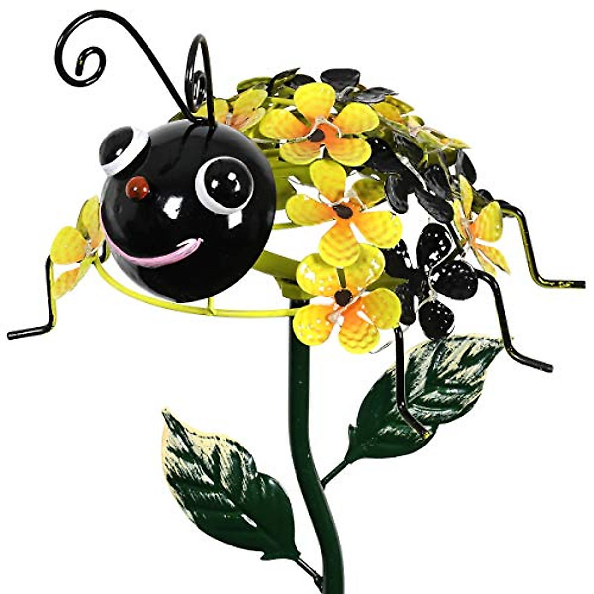 Exhart Solar Yellow Bumble Bee Garden Stake, 26 LEDs, Metal, Cute Garden Décor, 8.5"x7.5"x26.5"