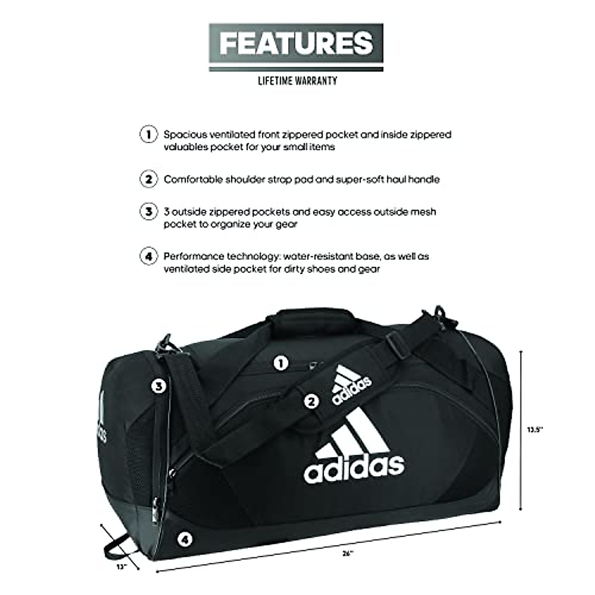 adidas Team Issue 2 Medium Duffel Bag Black, One Size