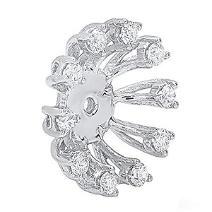 0.15 Carat (ctw) Round Diamond Removable Jackets For Stud Earring (Only 1pc), 14K White Gold