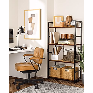 Pipishell Bookshelf, 6-Tier Bookcase with Storage Drawer, Tall Bookshelf Storage Rack with Metal Frame & Wood Grain Finish, Industrial Bookshelf for Living Room, Bedroom, and Home Office, PIBS02WN