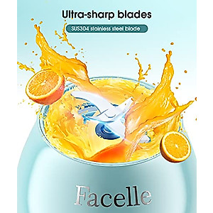 Facelle Smoothie Blender, 400W Powerful Personal Blender, 17Oz Personal Size Blender with 4 Sharp Stainless Steel Blades, Smart Switch Portable Blender for Shakes Frozen Drinks Smoothies Food Juices