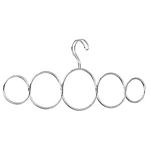 InterDesign Classico Scarf Closet Organizer Hanger, No Snag Storage for Scarves, Ties, Belts, Shawls, Pashminas, Accessories - 5 Loops, Chrome