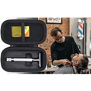 Khanka Hard Travel Case replacement for WEISHI Double Edge Safety Razor/Merkur Long Handled Safety Razor Black