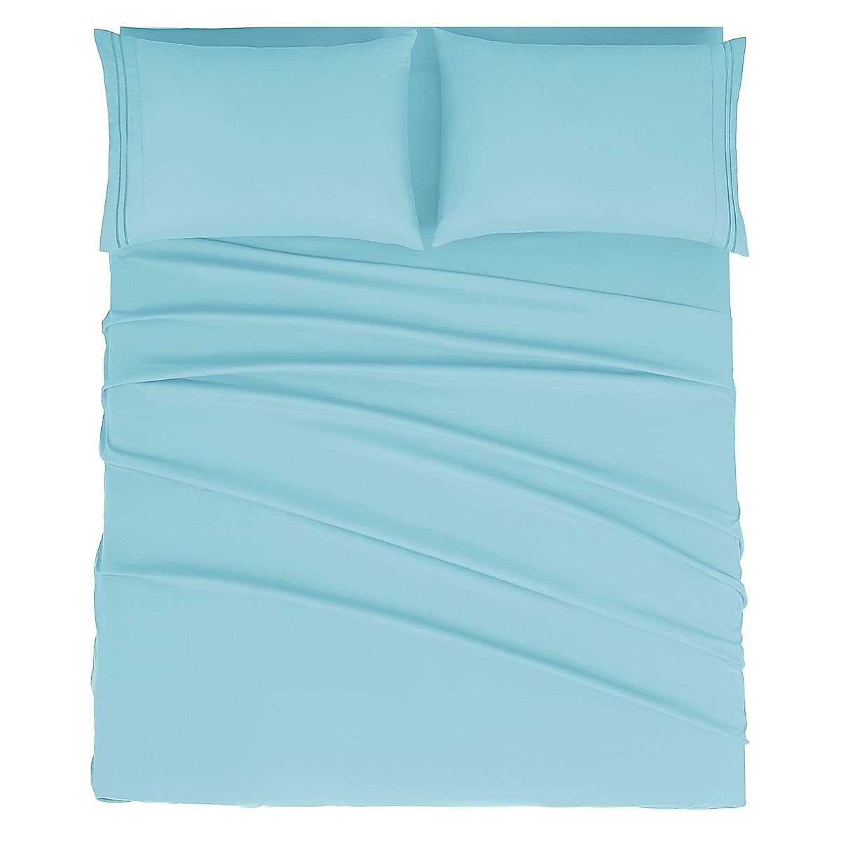 Mejoroom Full Size Sheet Set - Extra Soft Luxury Brushed Microfiber 1800 Full Sheets with 16 Inch Deep Pocket - Breathable, Wrinkle, Fade & Stain Resistant - 4 Piece (Full, Aqua Blue)