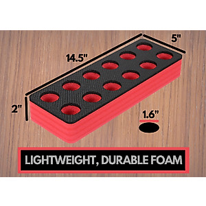 Polar Whale 2 Shot Glass Holders Organizer Modern Tray for Home Kitchen Bar or Club Party Durable Red and Black Durable Foam Serving Rack 14.5 Inches Wide Each Holds 12 Shots