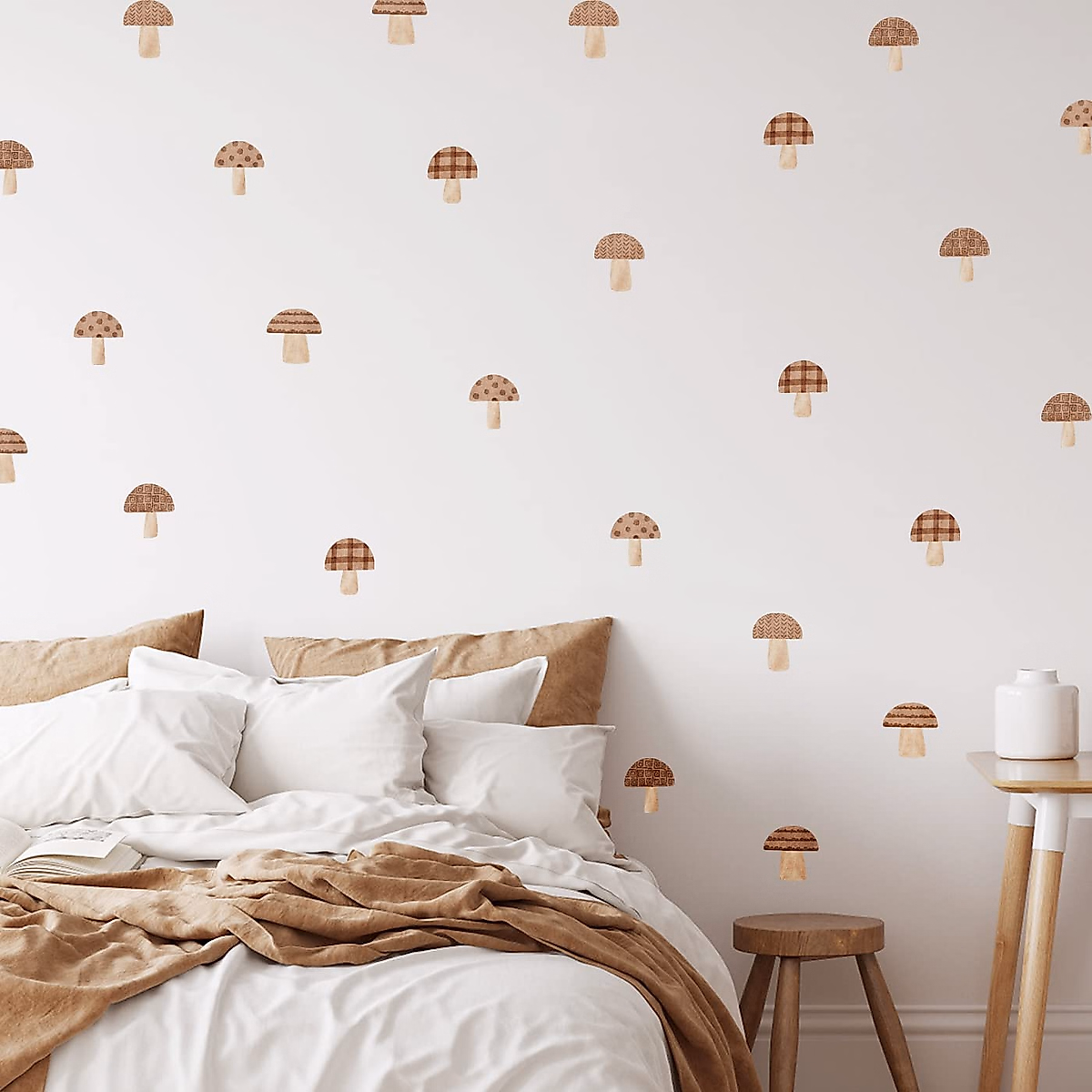Watercolor Mushroom Wall Decals Mushroom Stickers Decor for Walls Peel and Stick Removable Retro Room Wall Art Decor Vinyl Wall Sticker for Bedroom Living Room Classroom Office