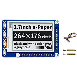2.7inch E-Ink Display HAT,264x176 Pixel Black,White Two-Color 3.3V/5V E-Paper Screen LCD for Raspberry Pi 4B/3B+/3B/2B/Zero/Zero W/Zero WH and Jetson Nano SPI Interface Support Full Refresh