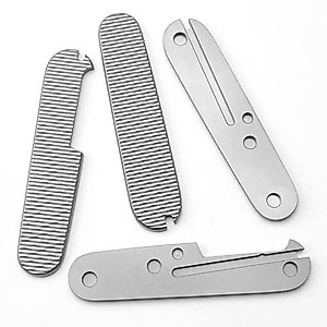 2PCS Fish Scale G10 Handle Scales Patches Titanium Alloy Patch fit for 91mm Swiss Army Knife DIY Modification…