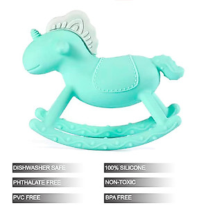 PandaEar Baby Unicorn Training Massaging Toy Teether | Soothes Gums Promotes Healthy Oral Development | Food Grade Soft Safe BPA-Free Silicone Natural Organic | Babies Toddlers Infants (Green)