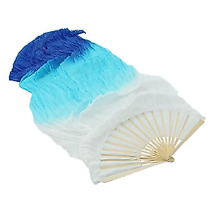 RAZZUM 2 Pair Silk Belly Dance Fan Veils Long Women Large Folding Fan, Stage Performance Props Fan