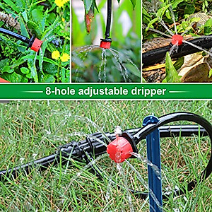 Kalolary 200Pcs Adjustable Irrigation Drippers Sprinklers 360 Degree 1/4 Inch Barbed Drip Emitter Watering Sprinklers Anti-Clogging Drippers for Garden Watering System