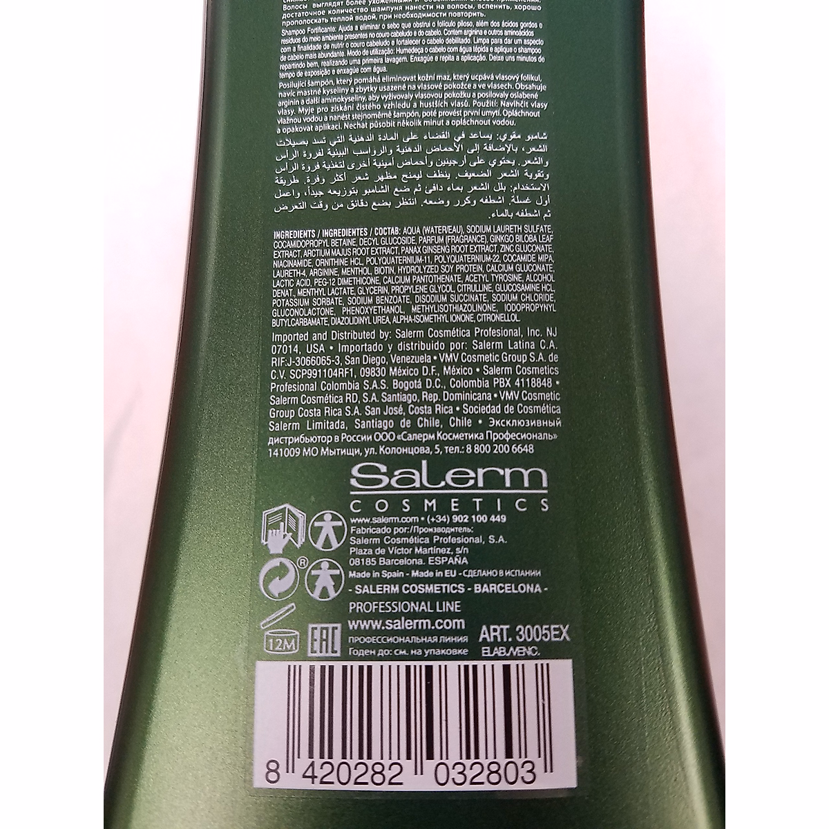 Salerm - Fortifying Shampoo - Biokera Natura Fortifying Shampoo - 1000 ml - with Ginseng and Ginkgo Biloba - Nourishes the Scalp - Strengthens Weakened Hair - Refreshing Effect