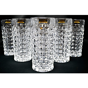 Crystal Glass Water Tumblers set of 6, Highball Glasses 8oz, Cocktail glasses, Old Fashioned, Bohemia Czech, Crystal Gift, Wedding decor