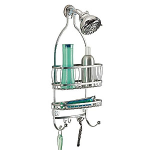 iDesign Metal Extra-Wide Hanging Shower Caddy, The York Collection – 10" x 4" x 22", Silver