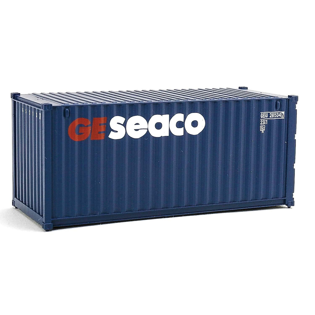 Walthers SceneMaster HO Scale Model of GE Seaco (Blue, White, red) 20' Corrugated Container,949-8064