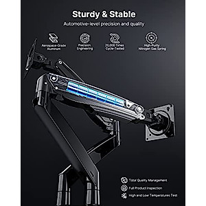 HUANUO Dual Monitor Stand for 13 to 35 inch, Premium Dual Monitor Mount with USB, Height Adjustable Monitor Stands for 2 Monitors VESA Bracket with Clamp/Grommet Base, Each Arm Hold up to 26.4lbs