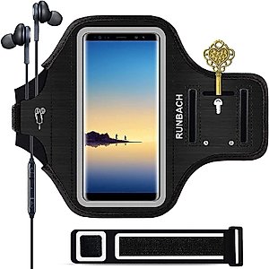 RUNBACH Galaxy Note 20/10+/9/8 Armband,Sweatproof Running Exercise Bag with Key Holder and Card Slot for Galaxy Note 20/10+/9/8(Black)