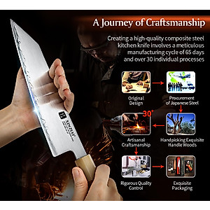 XINZUO 8 Inches Japanese Kiritsuke Chef Knife, Super ZDP-189 Steel Knife, Professional Cooking Knife for Chefs&Home, 67HRC, Ergonomic Octagonal Handle with Desert Ironwood