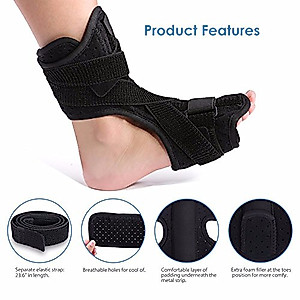Night Splints for Plantar Fasciitis Dorsal Night Splint Foot Orthosis Stabilizer Foot Drop Ankle Splint Support Spiky Massage Ball