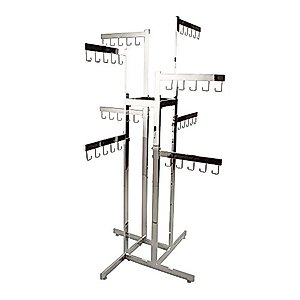 Handbag Rack - Econoco - Heavy Duty Chrome 4 Way Rack, 8 Adjustable Height Arms, Square Tubing, Perfect for Handbags or Small Garments Store Display