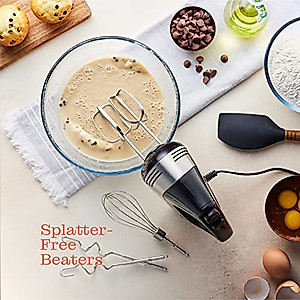 Powerful Electric Kitchen Hand Mixer, 200 Watts, 5 Speed Food Handheld Mixer, with Turbo Button, Dough, Whisk and Beater Attachments, and Accessory Bin, for Dough, Eggs, Batter,
