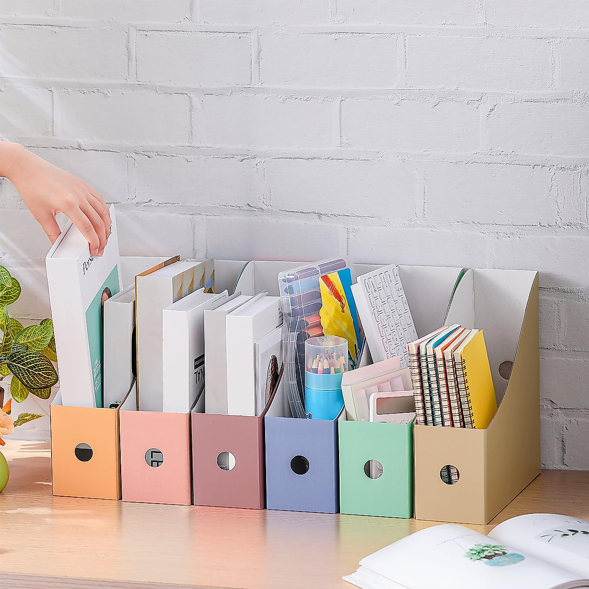 Colarr 24 Pcs Cardboard Magazine Holders 12 Colors Magazine Storage Box ...