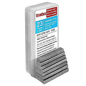 23 Gauge Stainless Steel Pin Nails Headless Pins Nails 7000 Pieces 7 Sizes Assorted 2/5 Inch to 1 Inch for Molding Cabinetry Building Assembly