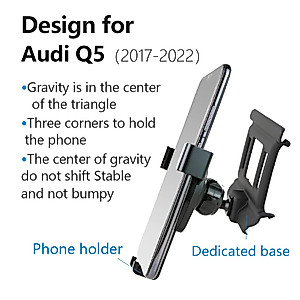 LUNQIN Car Phone Holder for 2017-2024 Audi Q5, 2018-2024 SQ5 Sportback Auto Accessories Navigation Bracket Interior Decoration Mobile Cell Phone Mount