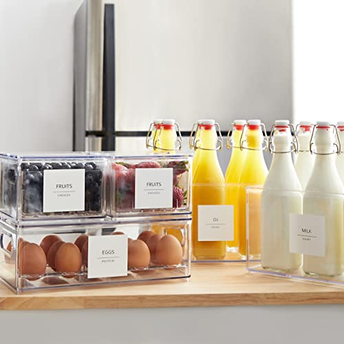 Talented Kitchen 157 Pantry Organization Labels for Food Storage Containers, Preprinted Black All Caps on Matte White Vinyl Stickers + Numbers for Minimalist Kitchen (Water Resistant)