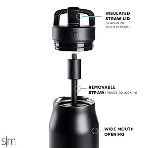 Simple Modern Water Bottle with Straw lid | Insulated Stainless Steel Thermos | Reusable Travel Water Bottles for Gym & Sports | Leak Proof & BPA Free | Mesa Collection | 34oz, Almond Birch