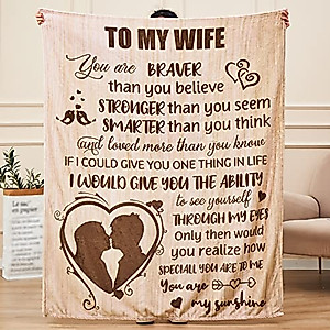 Valentines Day Gifts for Wife from Husband Wife Birthday Gift Ideas for Her Anniversary Christmas for Wife Super Soft Flannel Throw Blanket for Her (60x80 inch)