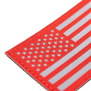 EXCELLENT ELITE SPANKER 2 Pcs American Flag Patch Reflective USA Flags Patches PVC Tactical Patch for Backpack Vest Clothes Hat Patch Military Team Patch(Red)