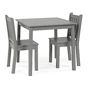 Humble Crew Grey Kids Wood Table, 2 Chairs and 4 Tier Book Rack Set