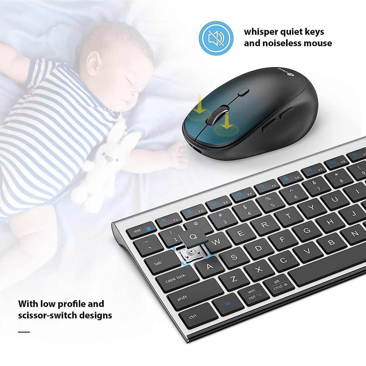 iClever Bluetooth Keyboard and Mouse, Rechargeable Wireless Keyboard and Mouse Combo with Numeric Keypad, Ultra-Slim Full Size Multi-Device Keyboard for Mac, iPad, MacBook, iPhone, Android, Windows