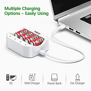 EBL CR2 Rechargeable Batteries, 3.7V Lithium RCR2 Photo Batteries 8 Pack with Rechargeable Battery Charger