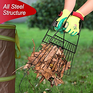 Colwelt Steel Leaf Scoops and Claws, Rugged Steel Leaf Scoop for Lawn and Garden Cleanup, Large Sized Leaf Grabber for Larger Pickup Capabilities(Steel, not Plastic)