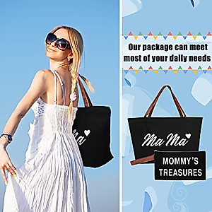 Sadnyy 2 Pcs Mama Bag for Hospital Canvas Tote Bag with Pouch Mom Diaper Bag for Labor and Delivery (Black)