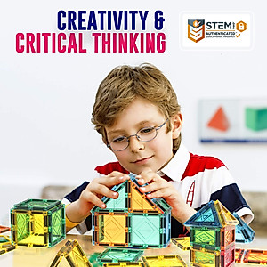 MagVision 208-Piece Magnetic Building Tiles Set, Stem Magnetic Building Blocks, Extra Strong and Safe Magnets, Stem Toys, Magnetic Blocks, Educational Toys for Children Ages 3+ Years