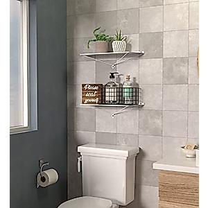 J JACKCUBE DESIGN Metal Wall Shelf/Floating Shelves, Display Hanging Organizer Rack for Living Room, Bathroom, Kitchen (White, Trapezoid) - MK486B