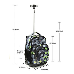 Tilami Rolling Backpack Armor Luggage School Travel Book Laptop 18 Inch Multifunction Wheeled Backpack for Kids and Students