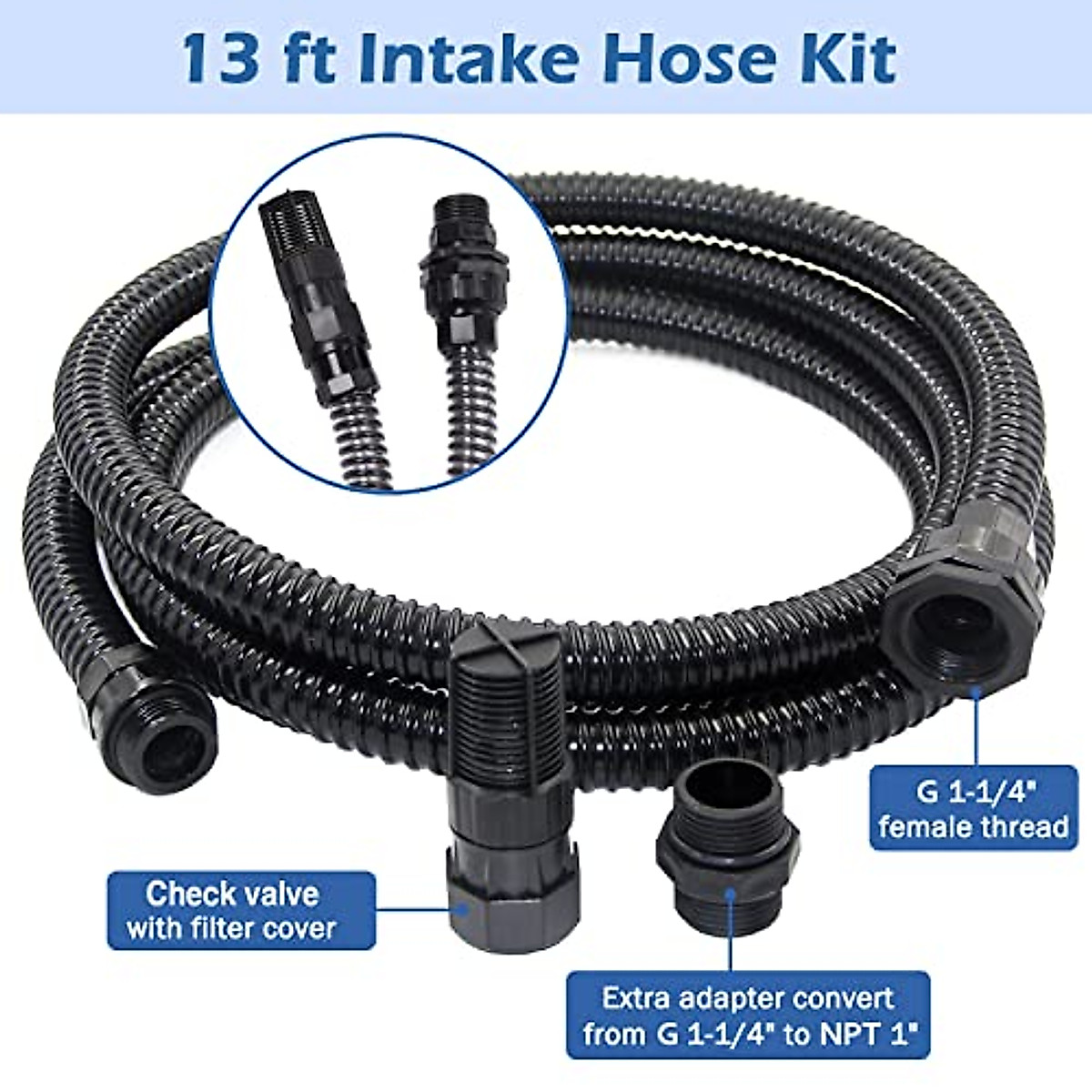 FLUENTPOWER 1 HP Portable Stainless Steel Sprinkler Booster Pump, Electric Shallow Well Pressure Pump for Home Garden Lawn Irrigation and Water Transfer, 13 ft Intake Hose with check valve included