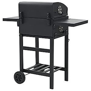 VRAXO Charcoal-Fueled BBQ Grill with Bottom Shelf Black,Outdoor Grills-37.84lbs