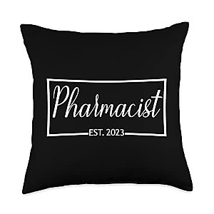 Pharmacist & Pharmacy Graduation Gifts Pharmacist Est. 2023 New Pharmacy Graduation Throw Pillow, 18x18, Multicolor