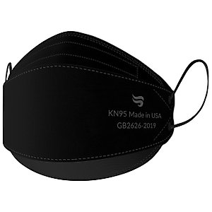 Breatheze KN95 Face Masks Made In USA FDA Registered - Disposable KN95 Mask - 3D Style, 10-pack Black