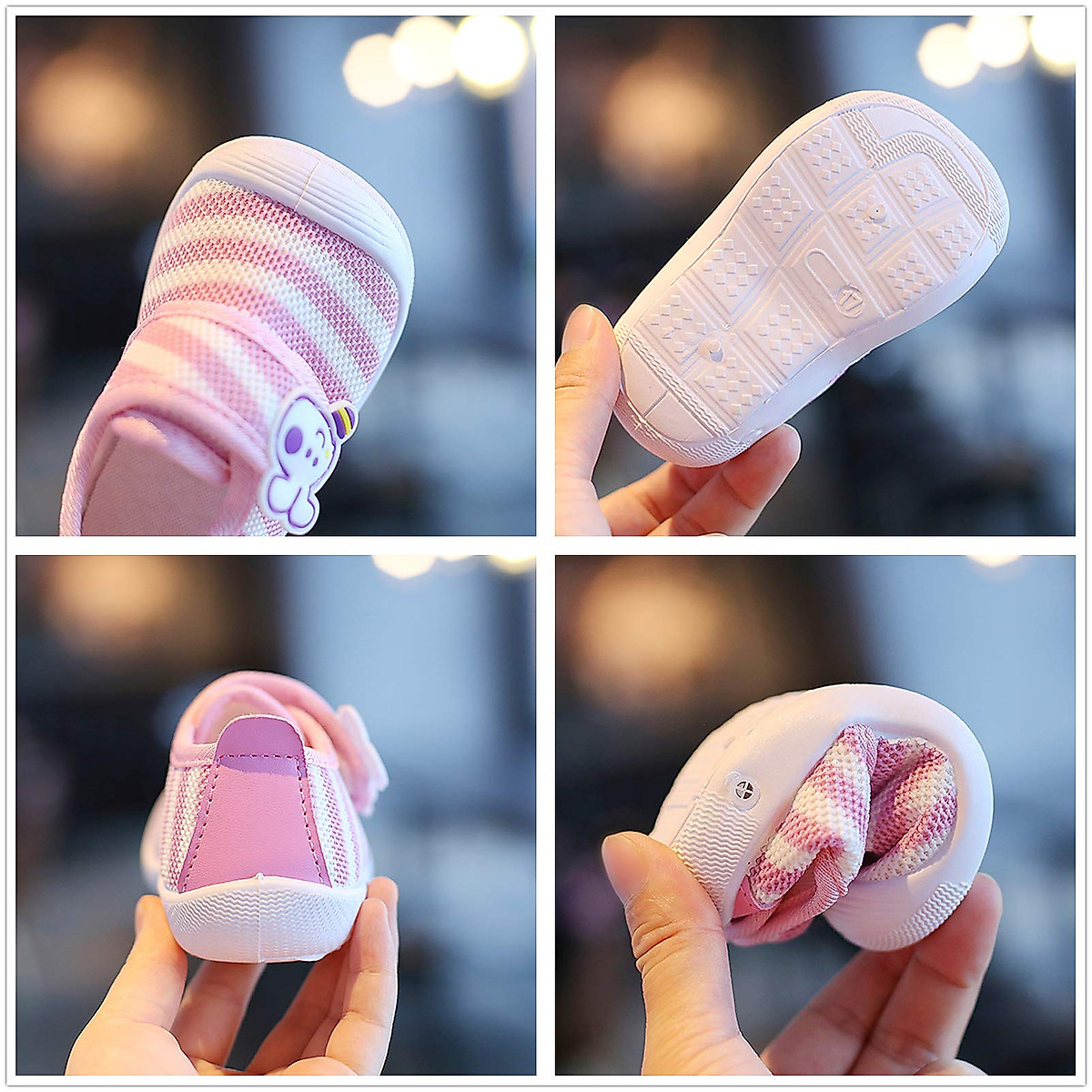 WILLFUN Toddler Squeaky Shoes Baby Boy Girl First-Walking Sneakers Infant Soft Sole Little Kid Trainers for 0-3-Year-old First Walkers(5 Toddler)