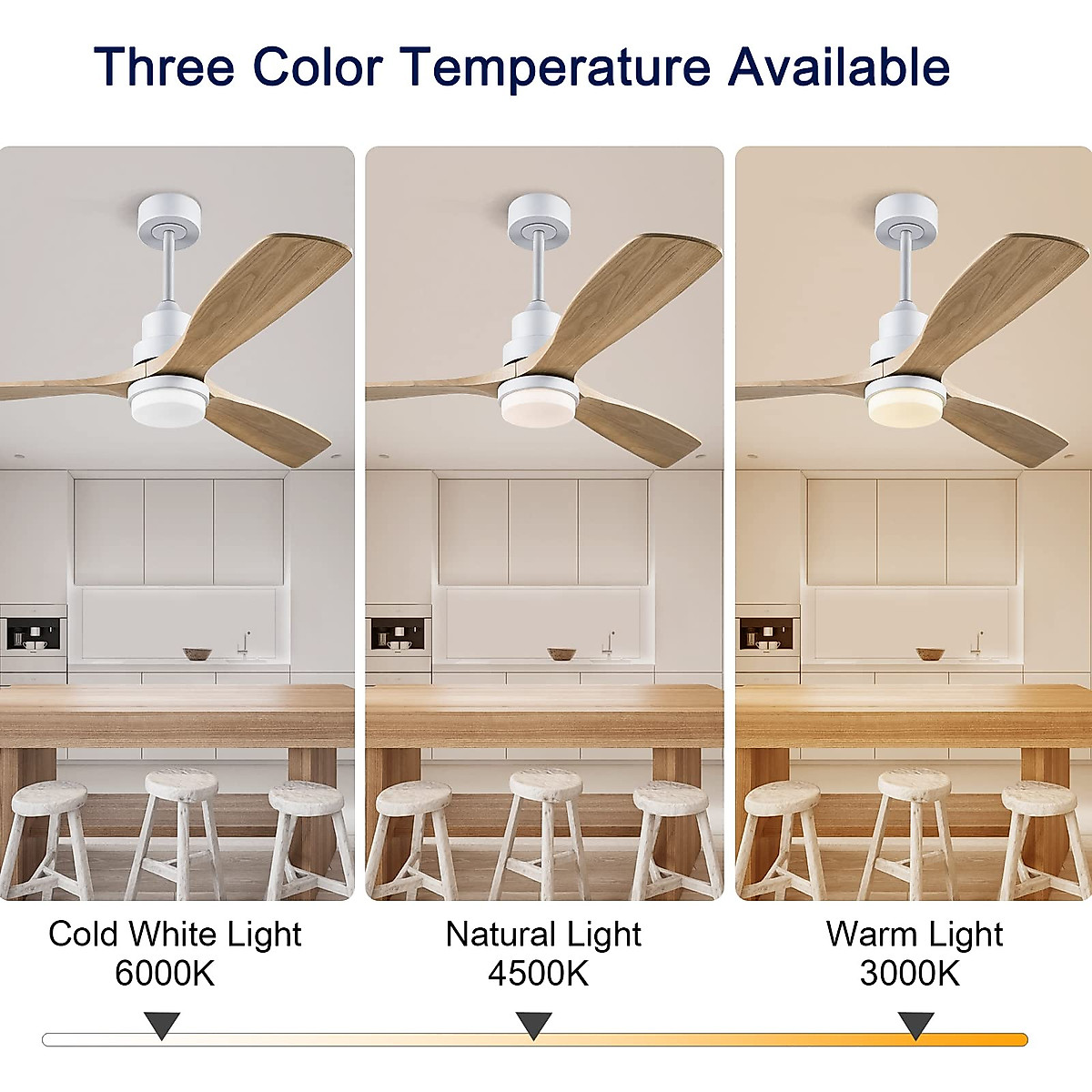 BOJUE 52 Inch Ceiling Fans with Light Remote Control,Indoor Outdoor Ceiling Fan for Patio Living Room,Bedroom,Office,Summer House,Etc