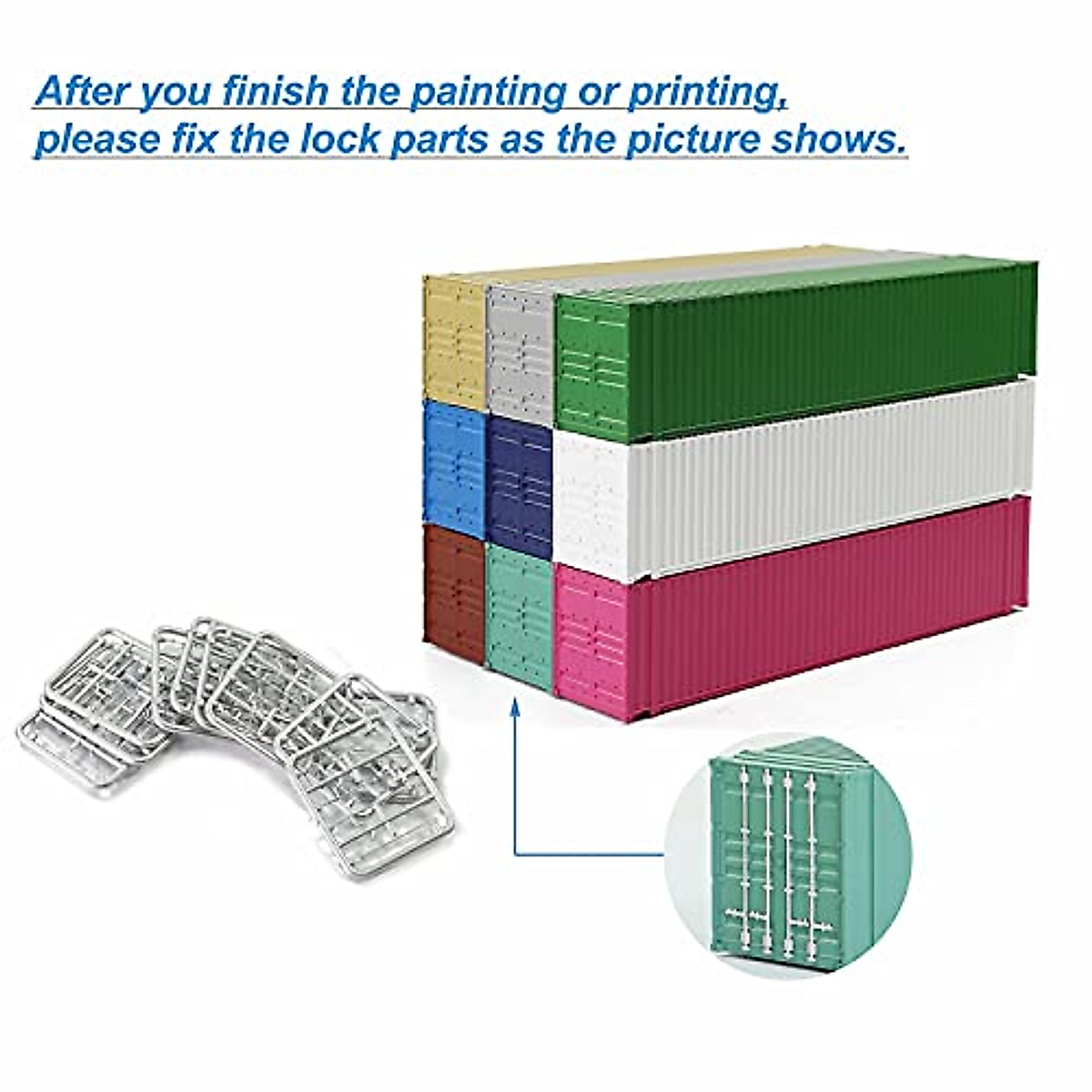 Evemodel C8745 9pcs Different Colored HO Scale 1:87 45ft Blank Shipping Container 45' Cargo Box