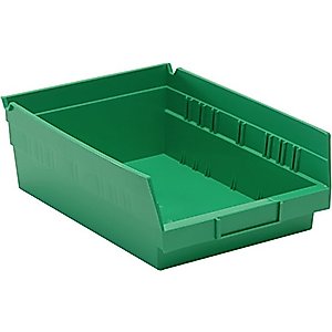 Quantum Storage Systems QSB107GN 20-Pack 4" Hanging Plastic Shelf Bin Storage Containers, 11-5/8" x 8-3/8" x 4" , Green