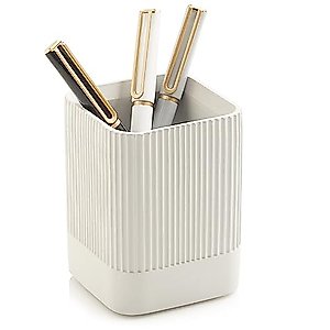 Aesthetic Pen Holder For Your Desk - The Perfect Modern Concrete Pencil Holder Easily Organizes All Pens and Desk Accessories - A Cute Natural Design And Must Have Pen Cup For Your Office Decor